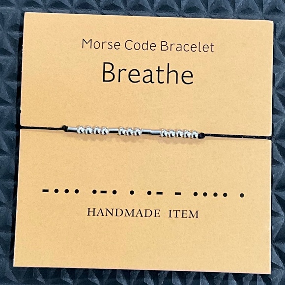 Jewelry | Morse Code Breathe Adjustable Mantra Bracelet In Silver | Poshmark